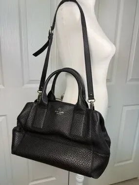 kate spade | Bags | Kate Spade Black Pebbled Leather Satchel With Gold ...